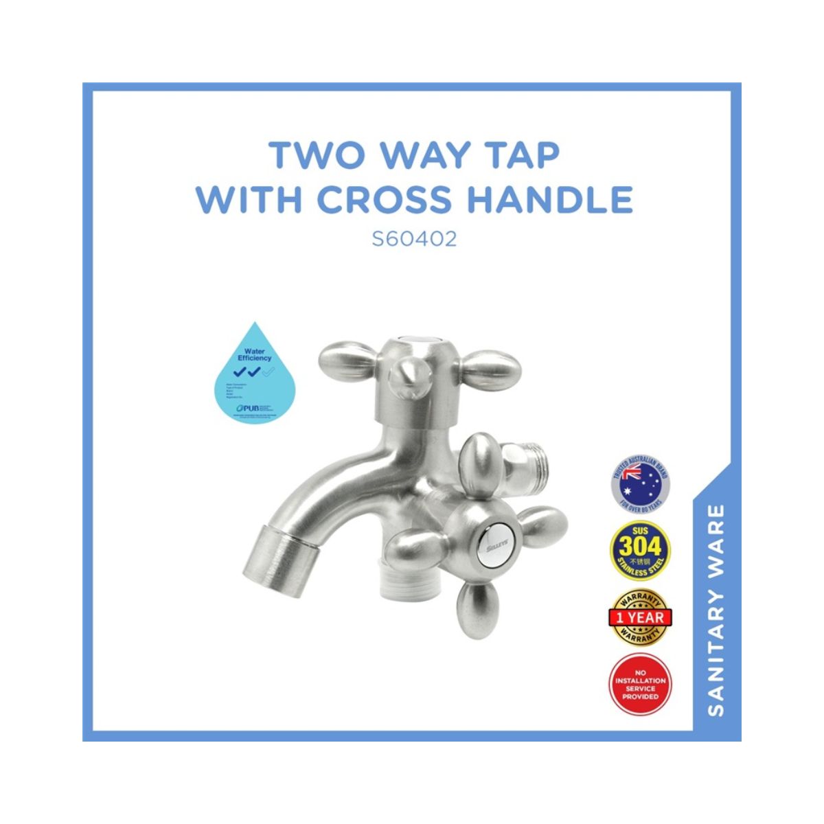 S60402 SS304 Basin 2 Way Tap-Cross Handle – greenleif.sg