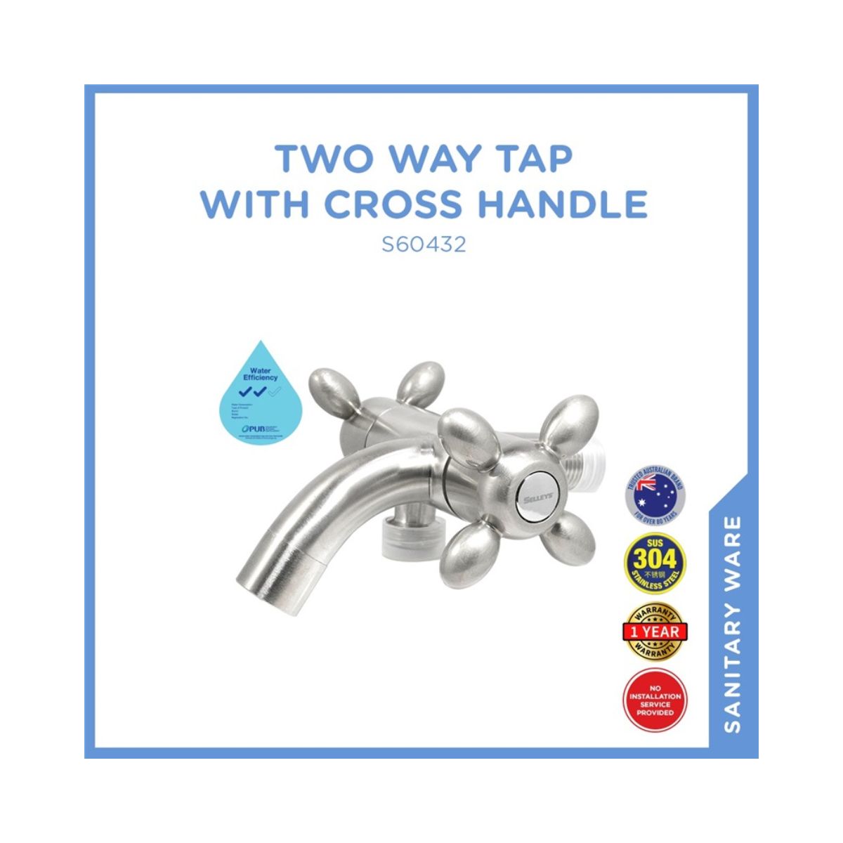 S60432 SS304 Basin 2 Way Tap-Cross Handle – greenleif.sg