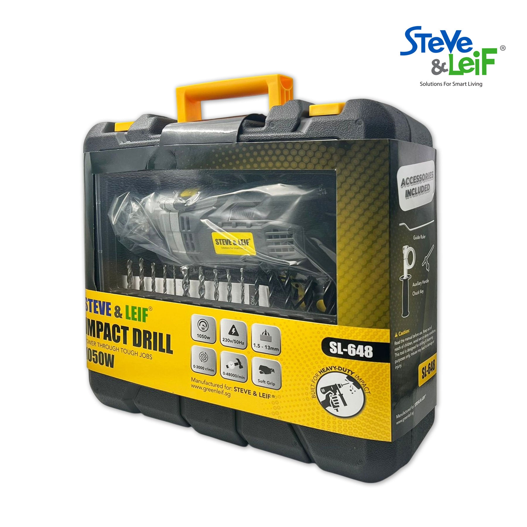Steve & Leif Electric Corded 1050W Heavy-Duty Impact Drill with Drill ...