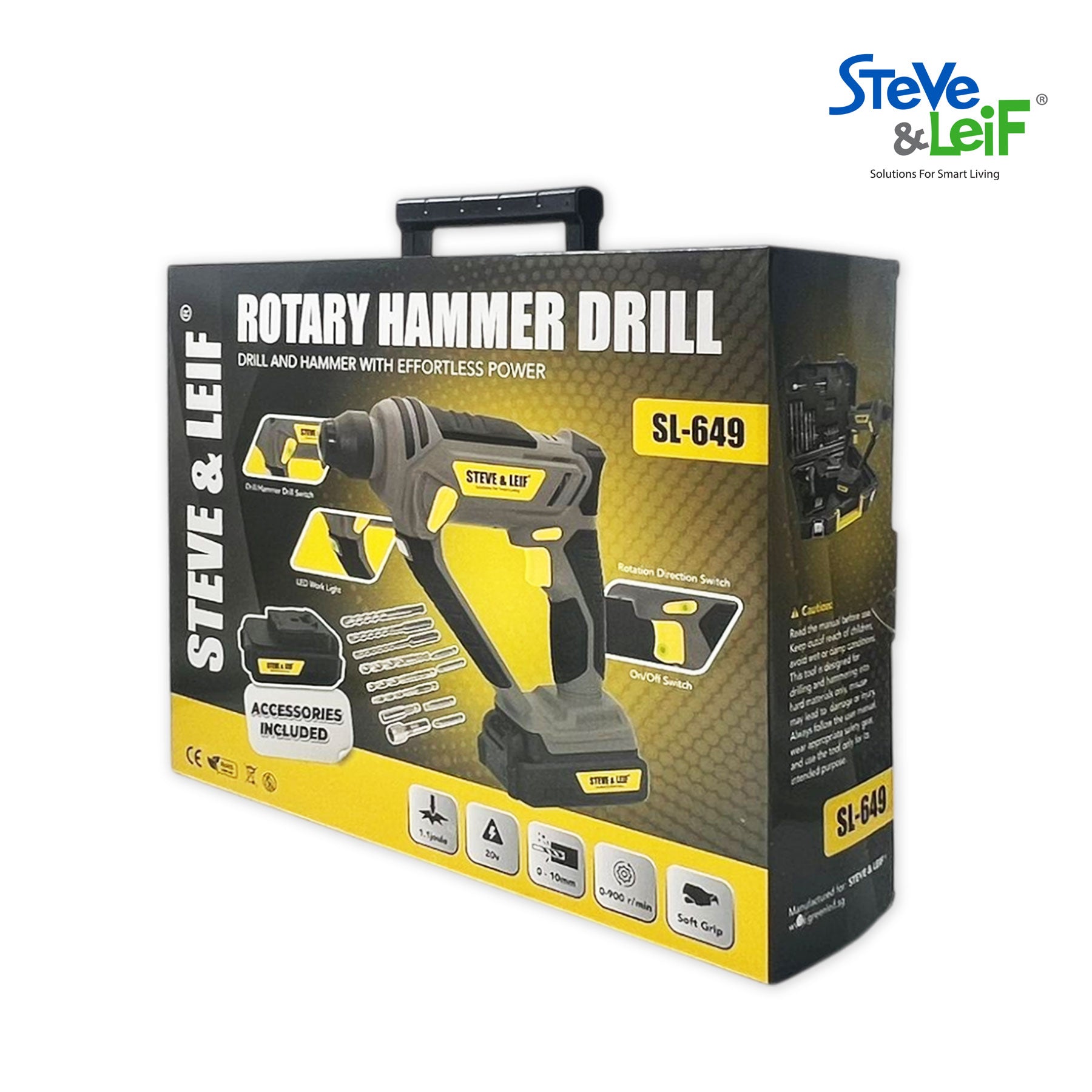 Steve & Leif Rotary Hammer Drill – 2in1 Drill & Hammer Function, Varia ...