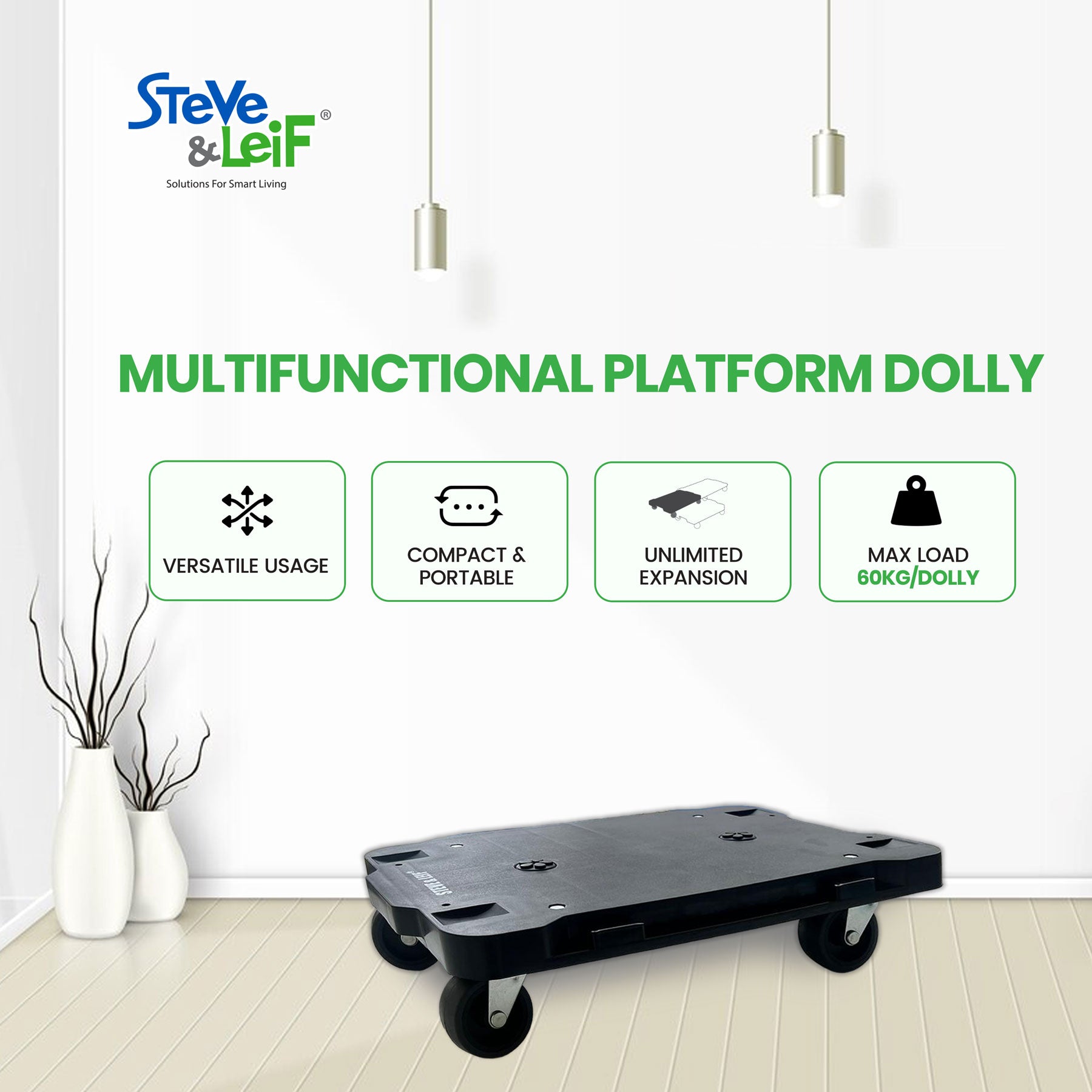 Black Dolly with 3" TPR Wheels – greenleif.sg