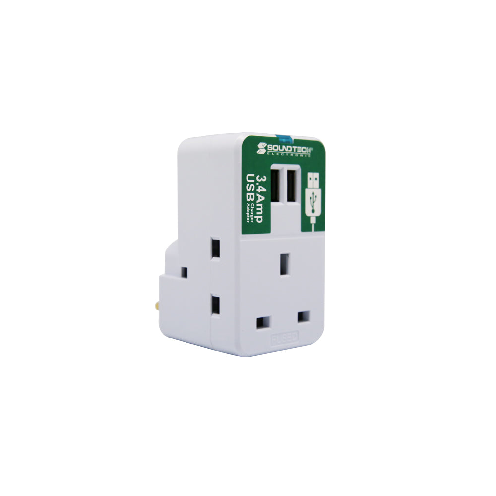 3 Way Adaptor Plug with 3.4A USB Port PP-34U – greenleif.sg